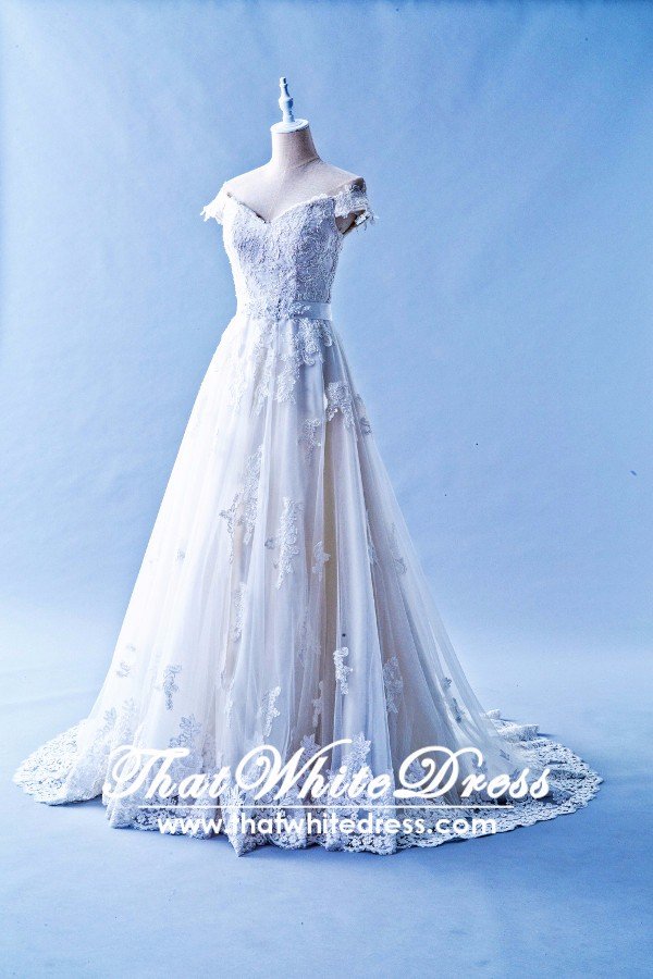 1502W17 XJ Off Shoulder A line Belted A line - That White Dress Bridal ...